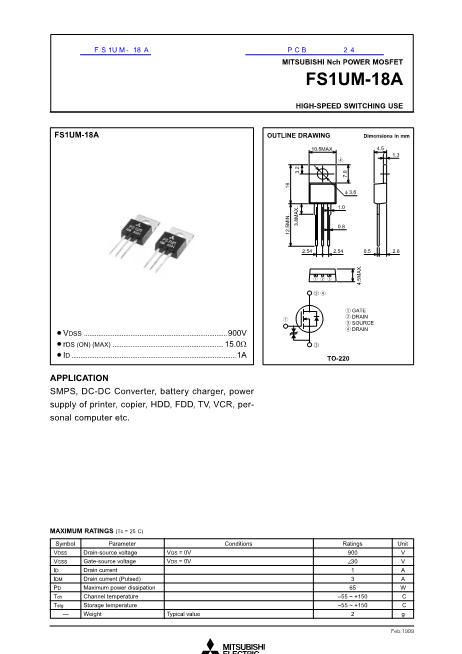 FS1UM-18A Datasheet_PDF文件下载_芯片资料查询_维库电子市场网