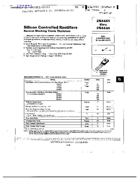 2N4441 Datasheet_PDF文件下载_芯片资料查询_维库电子市场网