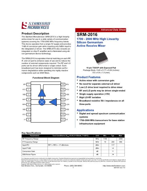 SRM-2016 Datasheet_PDF文件下载_芯片资料查询_维库电子市场网