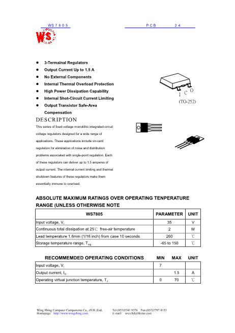 WS7805 Datasheet_PDF文件下载_芯片资料查询_维库电子市场网