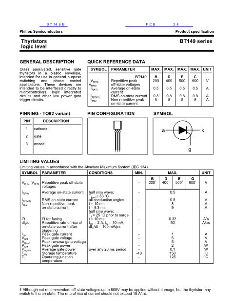 BT149B Datasheet_PDF文件下载_芯片资料查询_维库电子市场网
