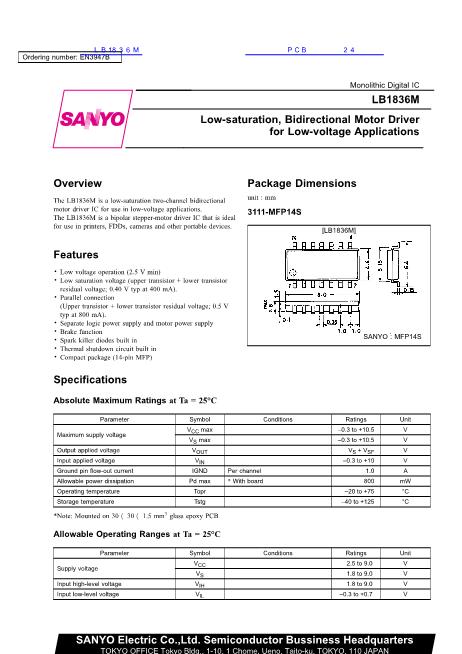 LB1836M Datasheet_PDF文件下载_芯片资料查询_维库电子市场网