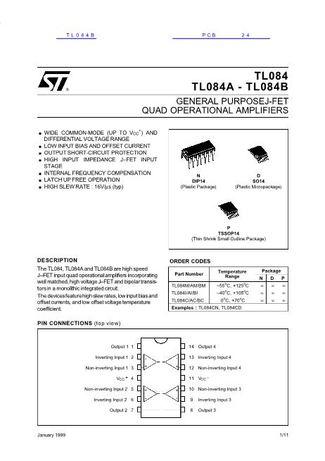 TL084 Datasheet_PDF文件下载_芯片资料查询_维库电子市场网