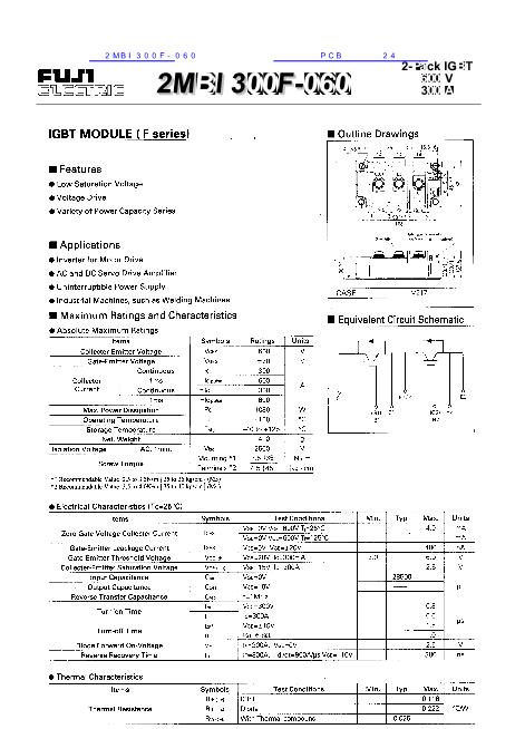 2MBI300F-060 Datasheet_PDF文件下载_芯片资料查询_维库电子市场网