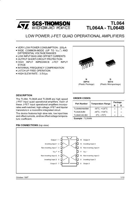 TL064AID Datasheet_PDF文件下载_芯片资料查询_维库电子市场网