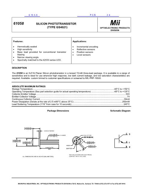 61058 Datasheet_PDF文件下载_芯片资料查询_维库电子市场网
