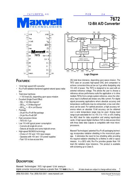 7672 Datasheet_PDF文件下载_芯片资料查询_维库电子市场网