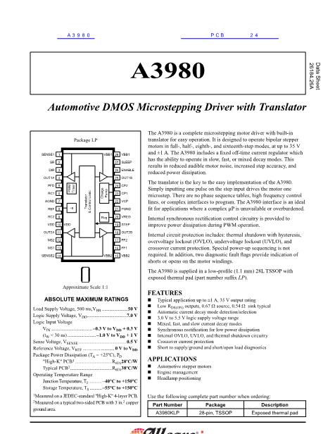 A3980 Datasheet_PDF文件下载_芯片资料查询_维库电子市场网