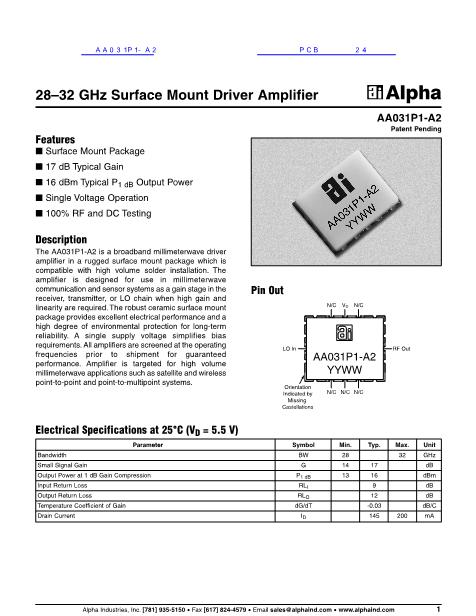 AA031P1-A2 Datasheet_PDF文件下载_芯片资料查询_维库电子市场网