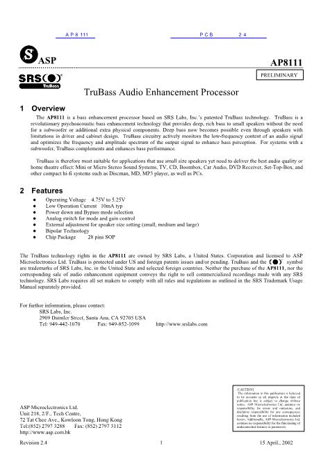 AP8111 Datasheet_PDF文件下载_芯片资料查询_维库电子市场网