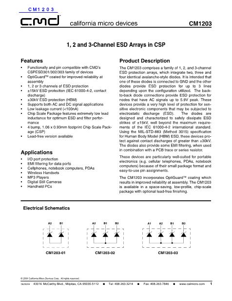 CM1203 Datasheet_PDF文件下载_芯片资料查询_维库电子市场网