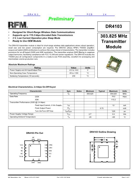 DR4103 Datasheet_PDF文件下载_芯片资料查询_维库电子市场网