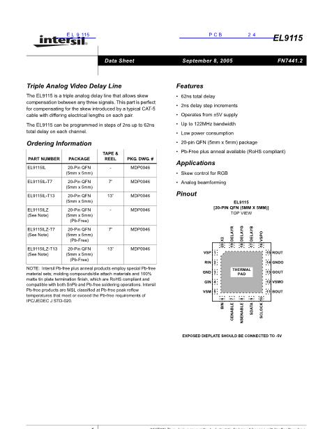 EL9115 Datasheet_PDF文件下载_芯片资料查询_维库电子市场网