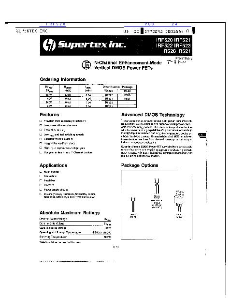IRF520 Datasheet_PDF文件下载_芯片资料查询_维库电子市场网