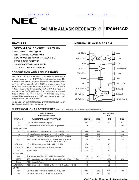 UPC8116GR-E1 Datasheet_PDF文件下载_芯片资料查询_维库电子市场网