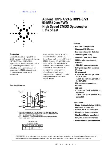 HCPL-0723 Datasheet_PDF文件下载_芯片资料查询_维库电子市场网