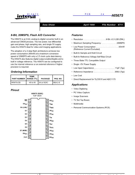 HI5675 Datasheet_PDF文件下载_芯片资料查询_维库电子市场网