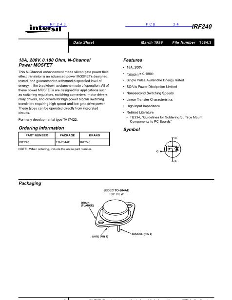IRF240 Datasheet_PDF文件下载_芯片资料查询_维库电子市场网