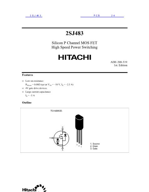 2SJ483 Datasheet_PDF文件下载_芯片资料查询_维库电子市场网