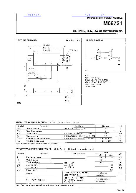 M68721 Datasheet_PDF文件下载_芯片资料查询_维库电子市场网