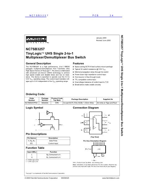 NC7SB3257 Datasheet_PDF文件下载_芯片资料查询_维库电子市场网