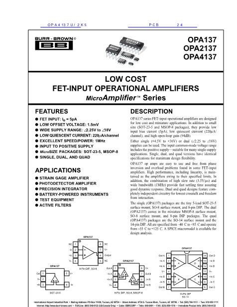 OPA137 Datasheet_PDF文件下载_芯片资料查询_维库电子市场网