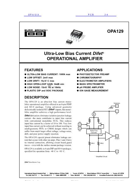 OPA129 Datasheet_PDF文件下载_芯片资料查询_维库电子市场网