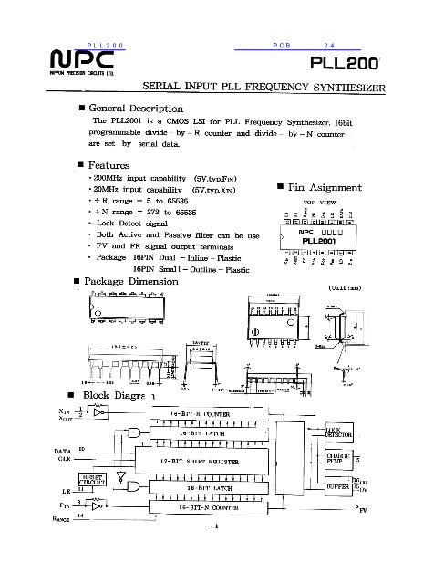 PLL200 Datasheet_PDF文件下载_芯片资料查询_维库电子市场网