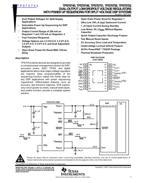 TPS70702 Datasheet_PDF文件下载_芯片资料查询_维库电子市场网