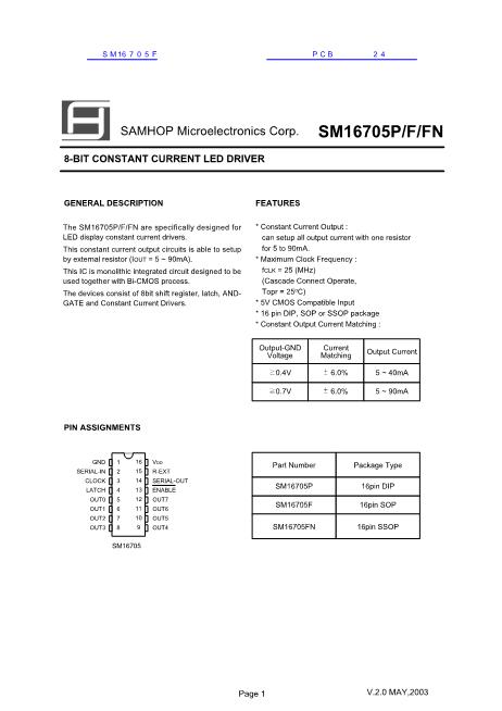SM16705F Datasheet_PDF文件下载_芯片资料查询_维库电子市场网