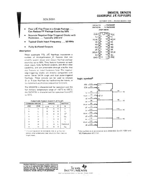 SN54276 Datasheet_PDF文件下载_芯片资料查询_维库电子市场网