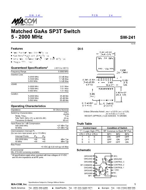 SW-241 Datasheet_PDF文件下载_芯片资料查询_维库电子市场网