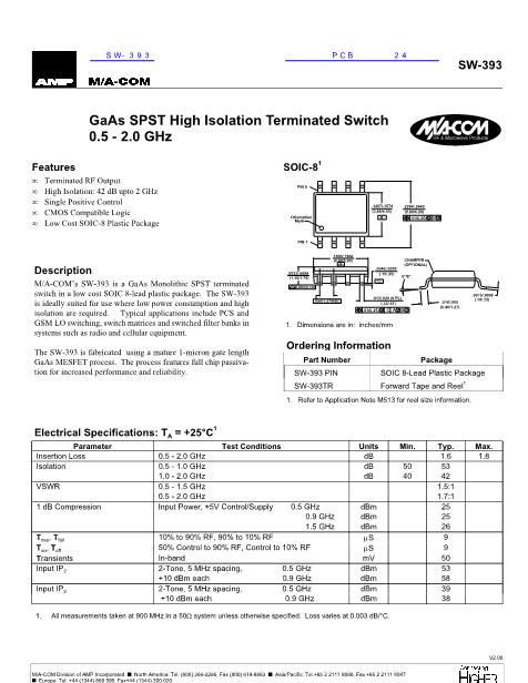 SW-393 Datasheet_PDF文件下载_芯片资料查询_维库电子市场网
