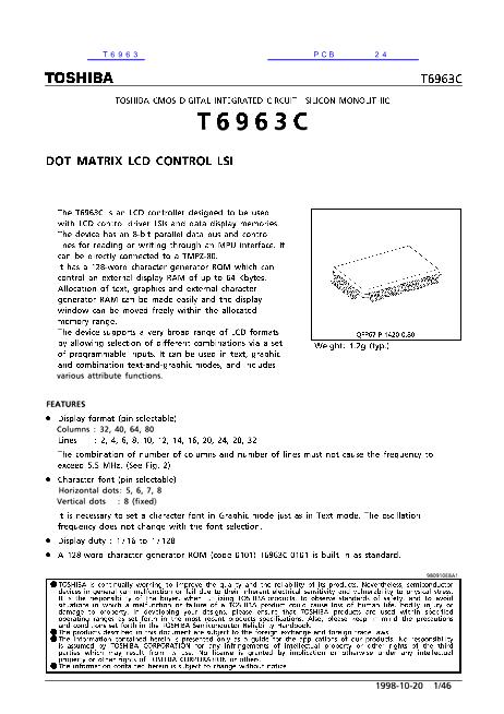 T6963 Datasheet_PDF文件下载_芯片资料查询_维库电子市场网
