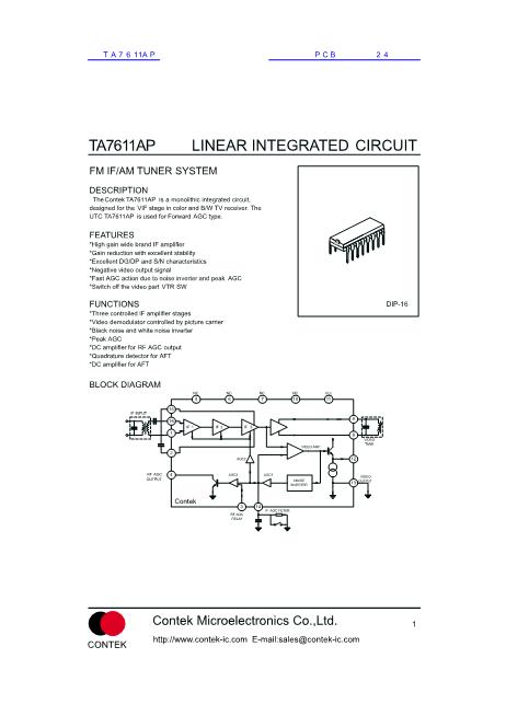 TA7611AP Datasheet_PDF文件下载_芯片资料查询_维库电子市场网