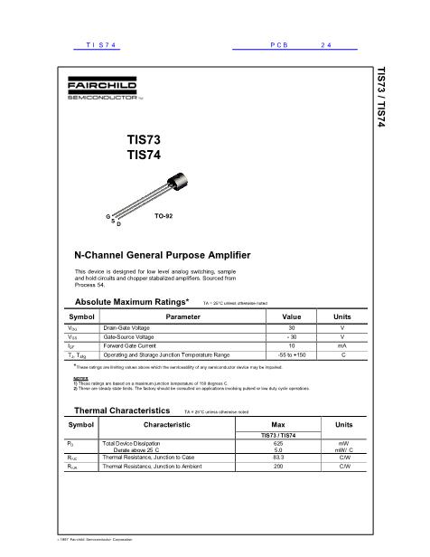 TIS73 Datasheet_PDF文件下载_芯片资料查询_维库电子市场网