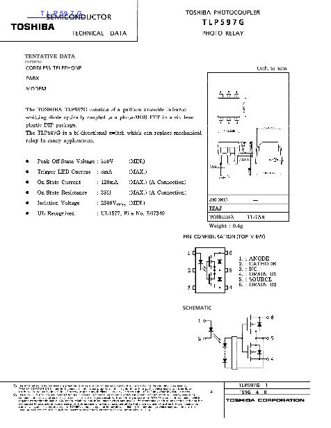 TLP597G Datasheet_PDF文件下载_芯片资料查询_维库电子市场网