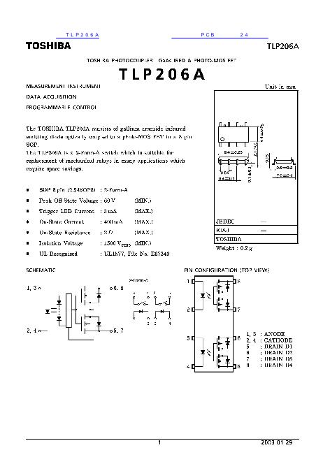 TLP206A Datasheet_PDF文件下载_芯片资料查询_维库电子市场网