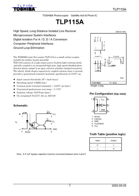 TLP115A Datasheet_PDF文件下载_芯片资料查询_维库电子市场网