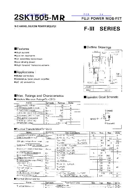 2SK1505-MR Datasheet_PDF文件下载_芯片资料查询_维库电子市场网