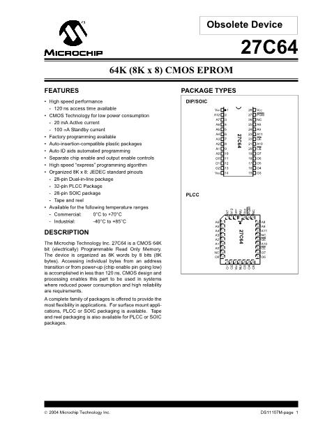 27C64 Datasheet_PDF文件下载_芯片资料查询_维库电子市场网