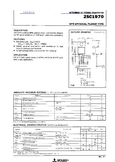 2SC1970 Datasheet_PDF文件下载_芯片资料查询_维库电子市场网