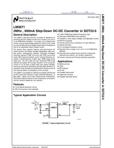 LM3671 Datasheet_PDF文件下载_芯片资料查询_维库电子市场网