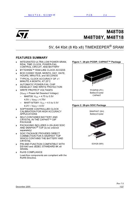 M48T08-100MH1E Datasheet_PDF文件下载_芯片资料查询_维库电子市场网