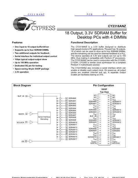 CY2318ANZ Datasheet_PDF文件下载_芯片资料查询_维库电子市场网
