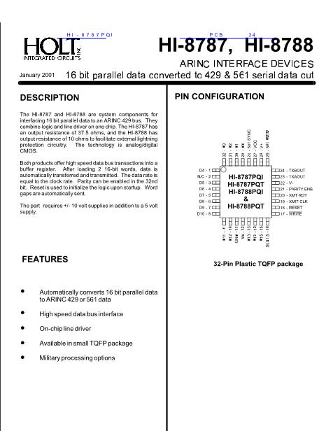 HI-8787PQI Datasheet_PDF文件下载_芯片资料查询_维库电子市场网