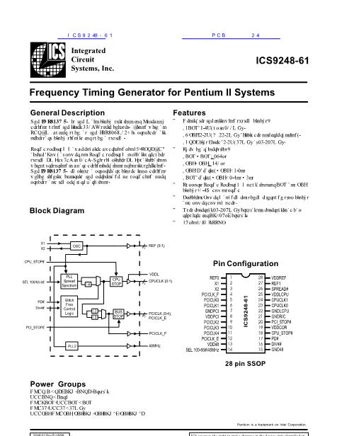 ICS9248-61 Datasheet_PDF文件下载_芯片资料查询_维库电子市场网