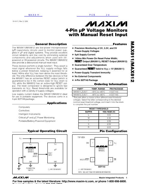 MAX811 Datasheet_PDF文件下载_芯片资料查询_维库电子市场网