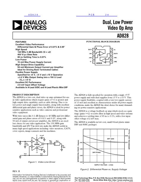 AD828 Datasheet_PDF文件下载_芯片资料查询_维库电子市场网