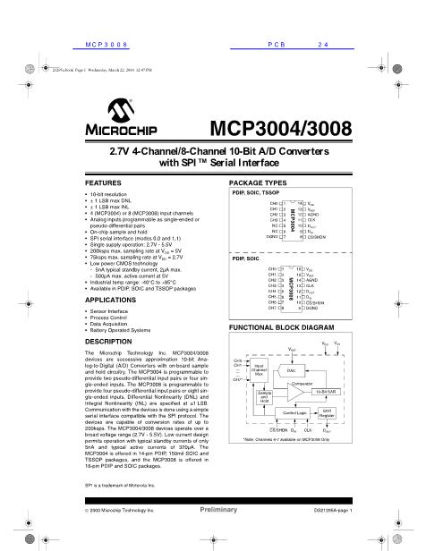 MCP3004 Datasheet_PDF文件下载_芯片资料查询_维库电子市场网
